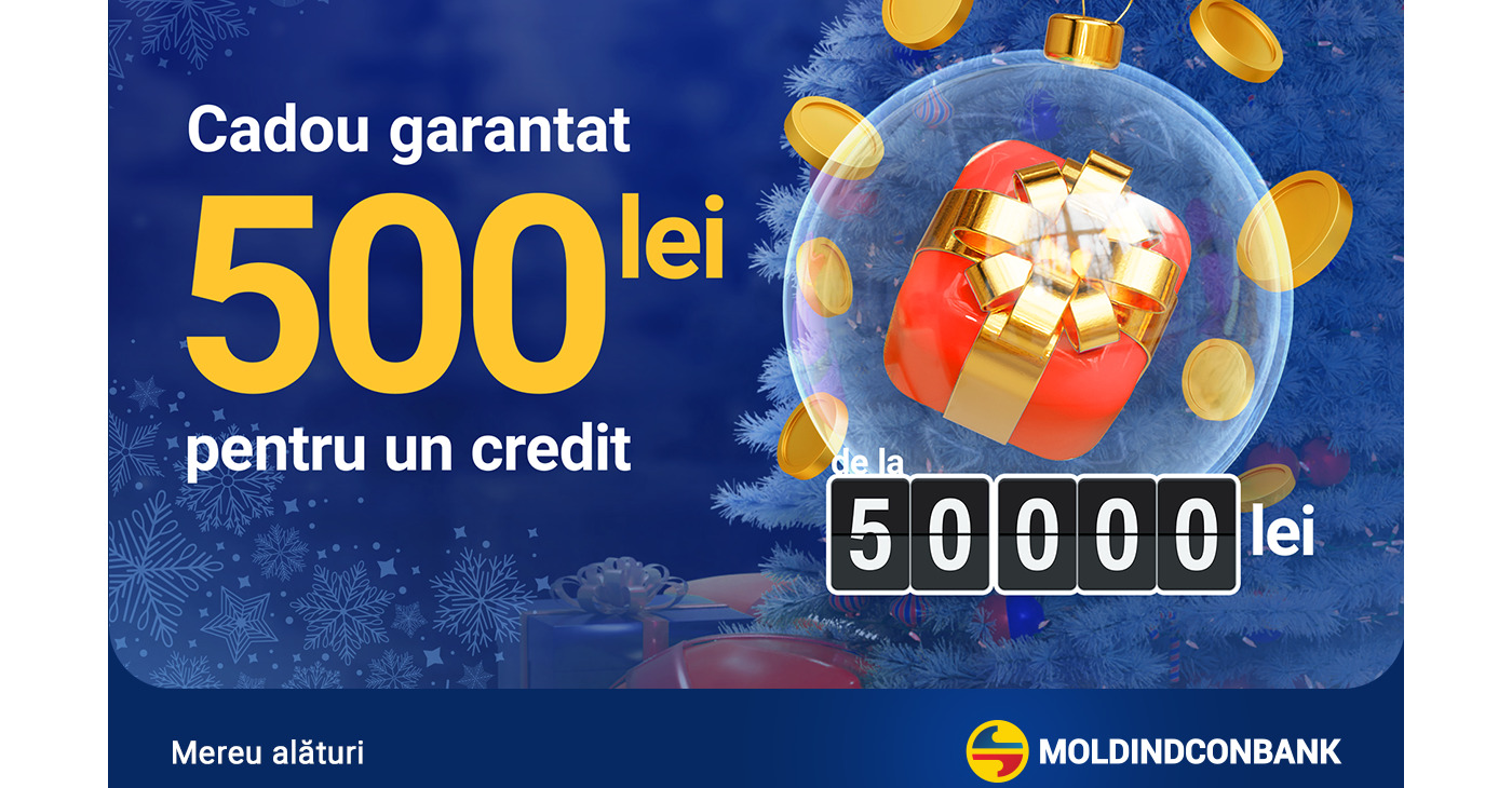 De sărbători, creditul de nevoi personale de la Moldindconbank îți aduce un cadou pe card ...